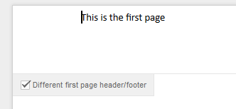 Different first page header
